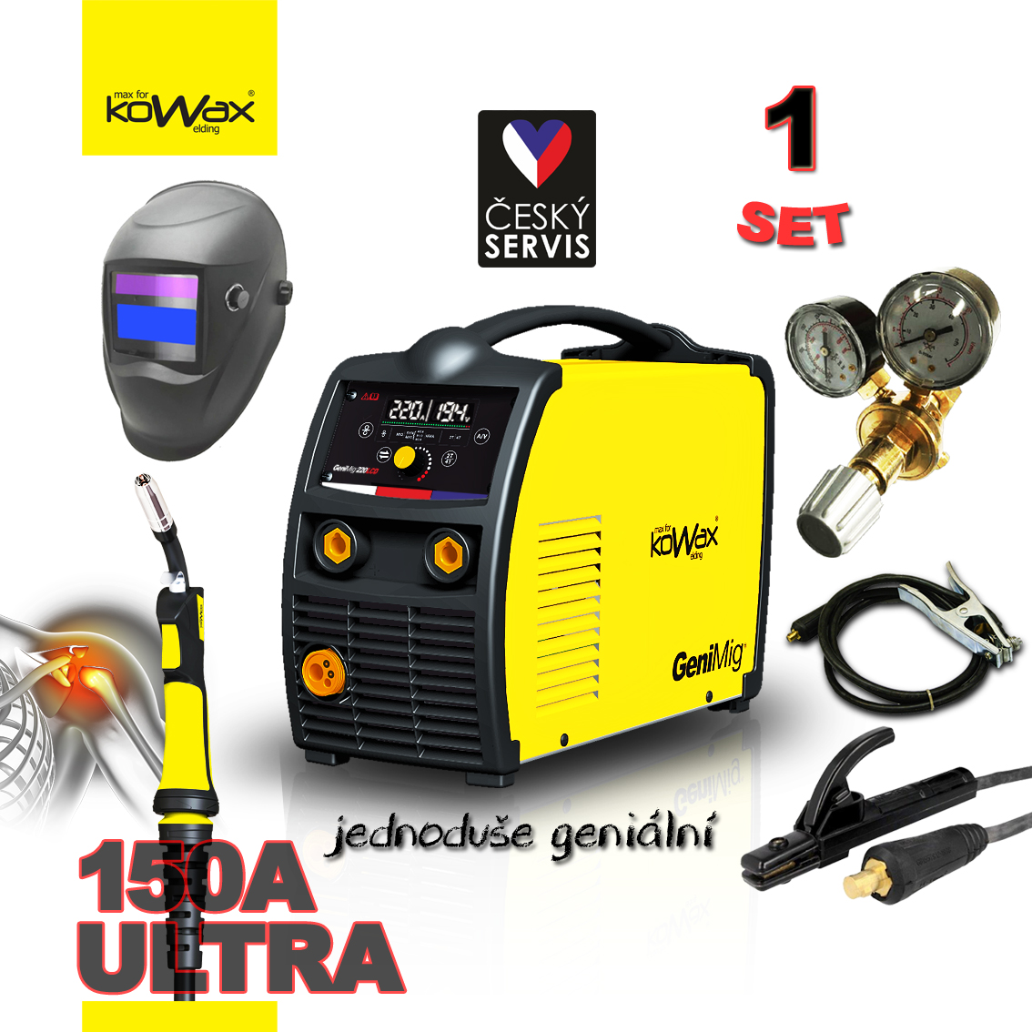 KOWAX® GeniMig®220LCD, Svař. invertor MIG/MAG/MMA, Hořák KOWAX®ULTRA ...